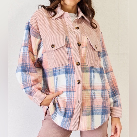 J.NNA | Jackets & Coats | New Jnna Pastel Plaid Flannel Corduroy Button ...